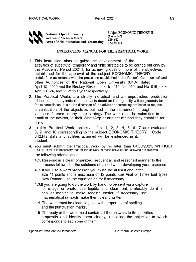 Economic Theory II Practical Work Guide | PDF | Money | Gross Domestic ...