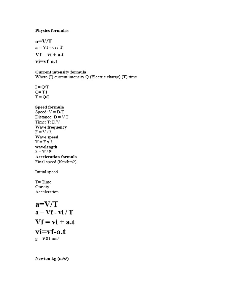Physics Formulas | PDF