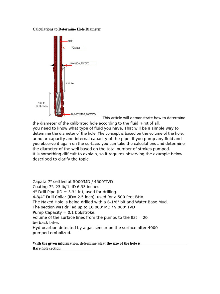 Calculations To Determine Diameter | PDF | Casing (Borehole ...