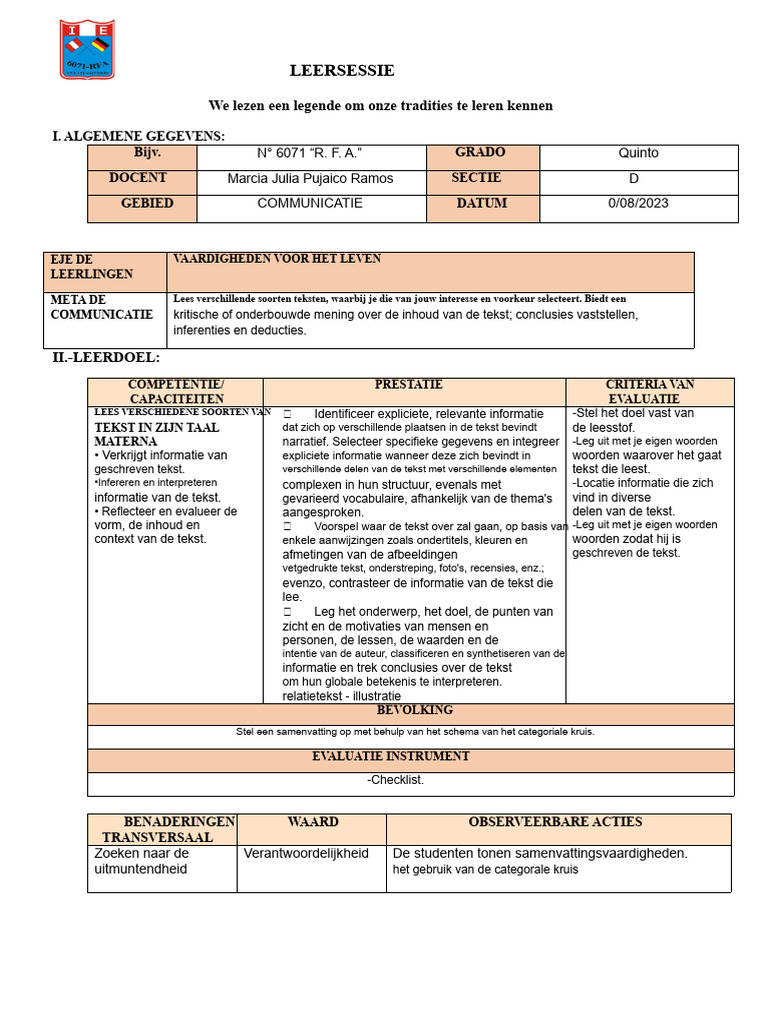 Sessie Met Lezen We Een Legende | PDF