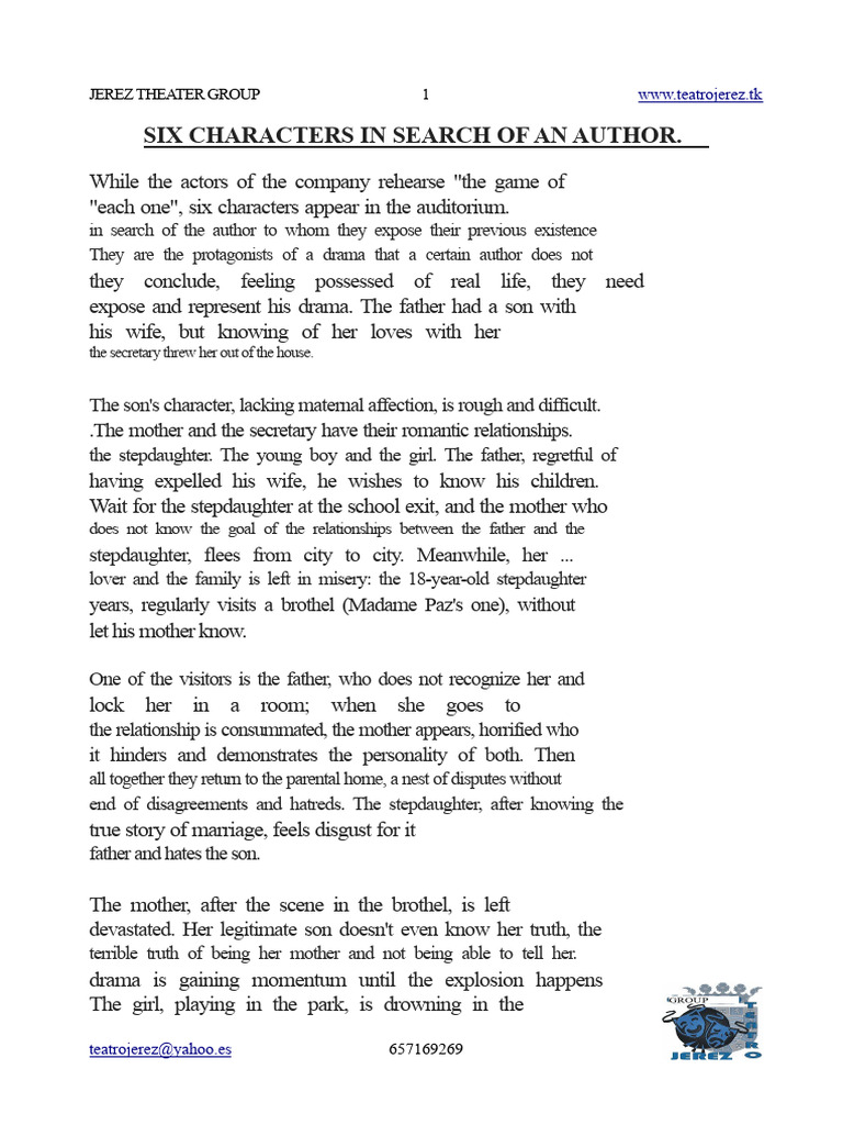 Synopsis Six Characters in Search of An Author. | PDF
