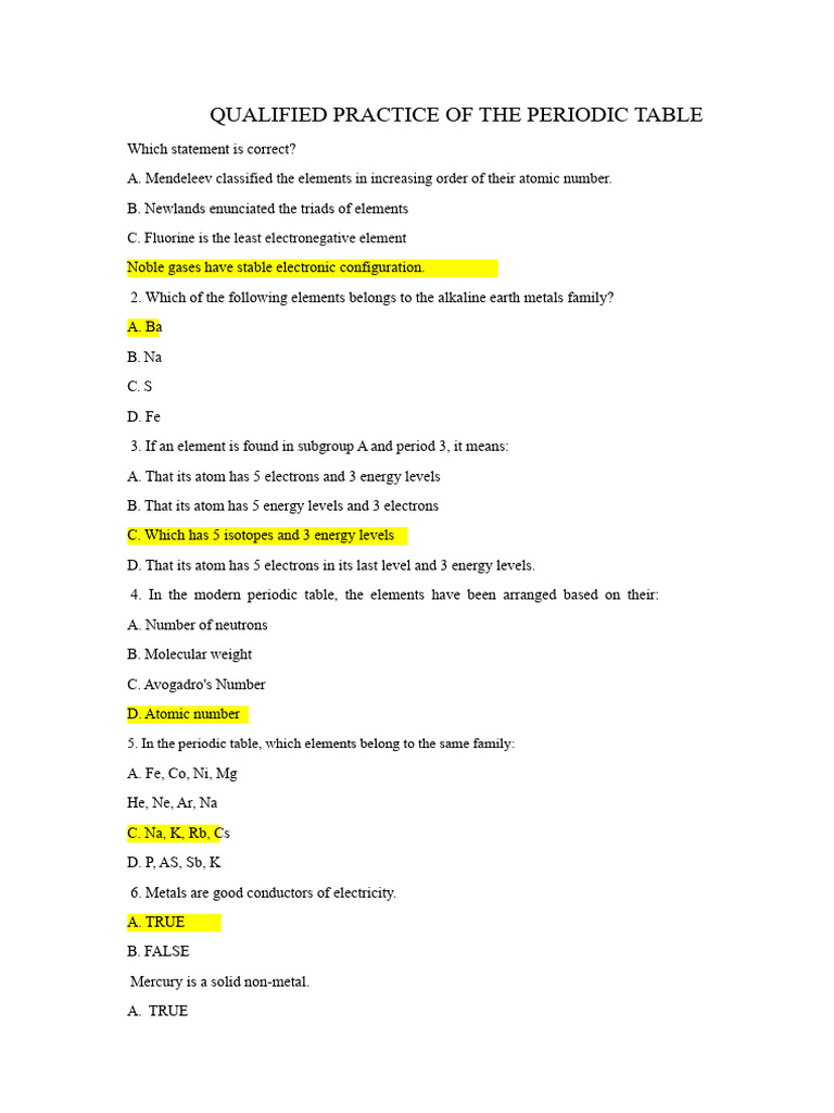 Understanding the Periodic Table Basics | PDF