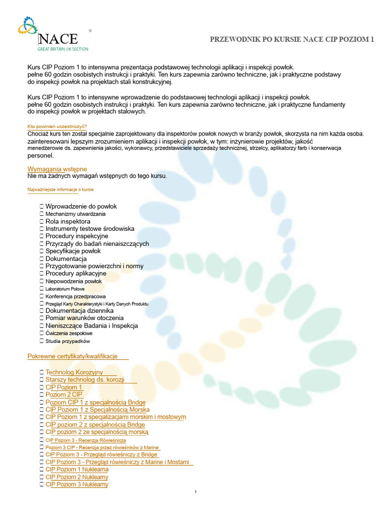 Nace Cip Level I Przewodnik PDF | PDF