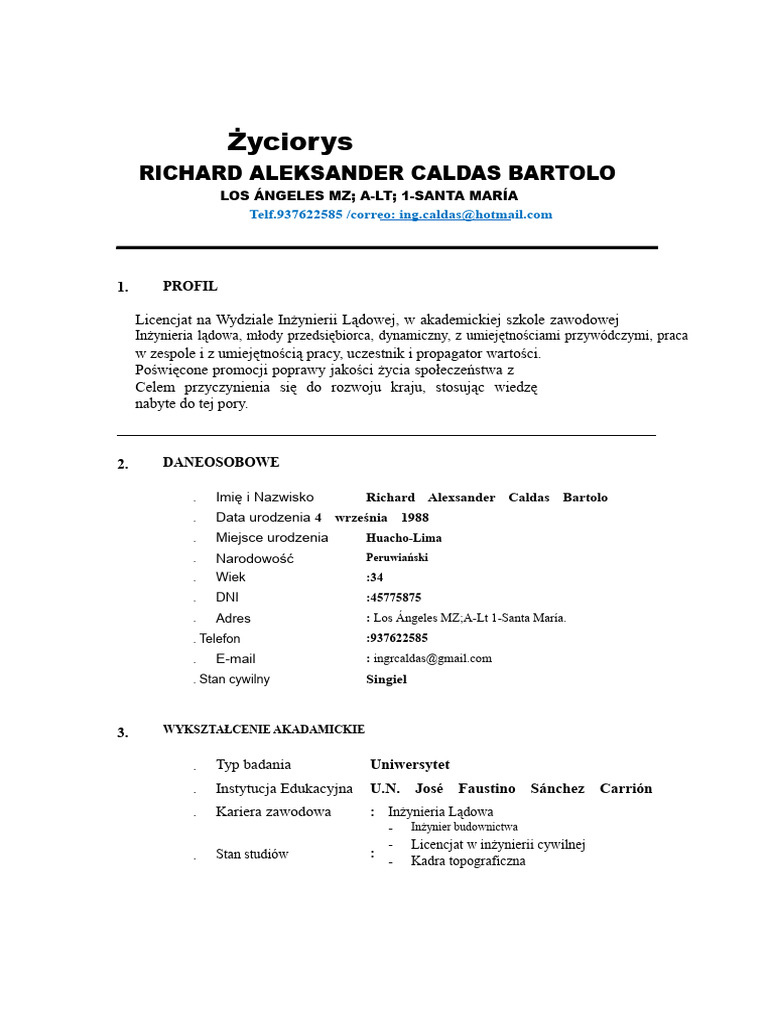 CV - Richard Alexsander Caldas Bartolo | PDF