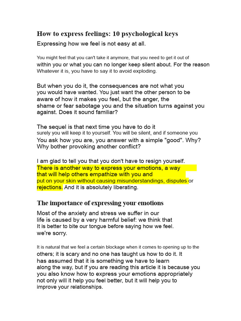 10 Keys to Effectively Express Emotions | PDF | Empathy | Emotions