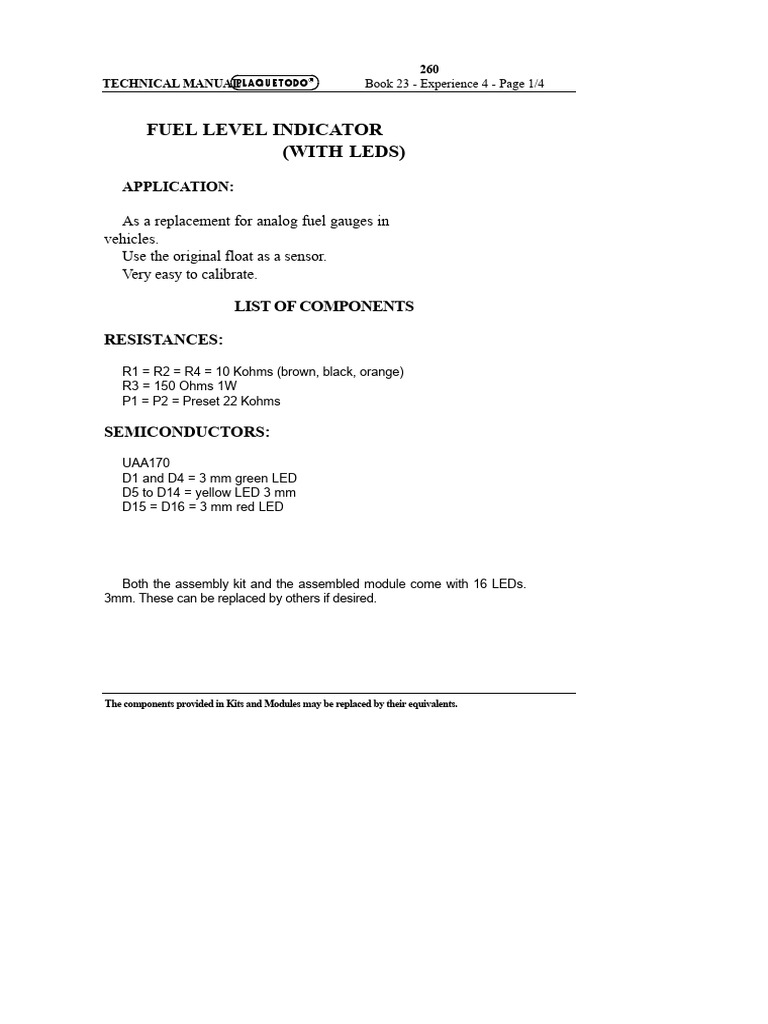 LED Fuel Level Indicator Manual | PDF | Electrical Equipment ...