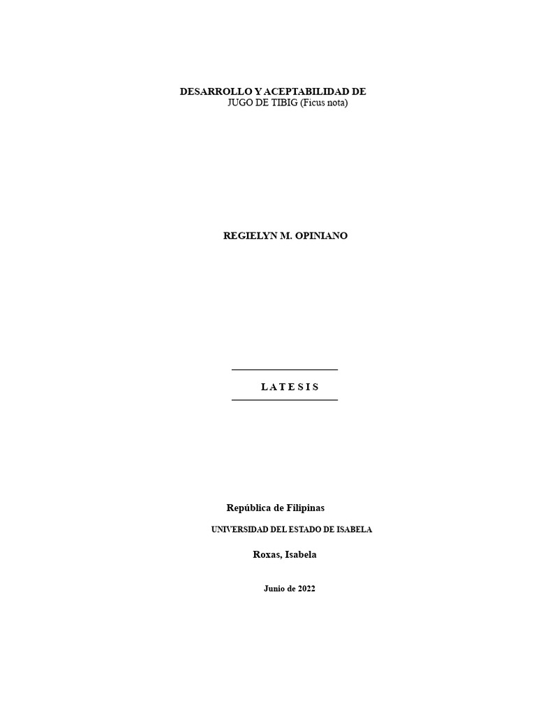 DESARROLLO Y ACEPTABILIDAD DEL JUGO DE TIBIG (Ficus No) | PDF ...