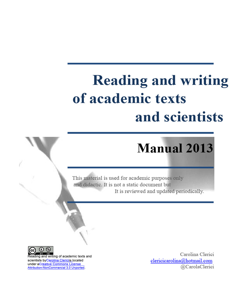 Reading and Writing of Academic and Scientific Texts 2013 | PDF ...
