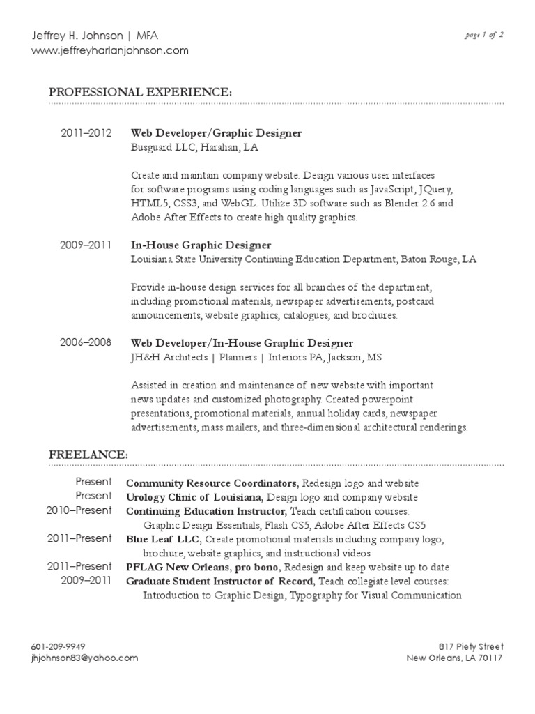 Jeffrey Johnson Resume | PDF | Websites | Graphic Design
