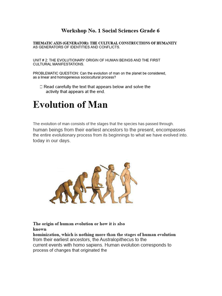 Workshop No 1 Social Sciences Grade 6 | PDF | Homo | Human Evolution