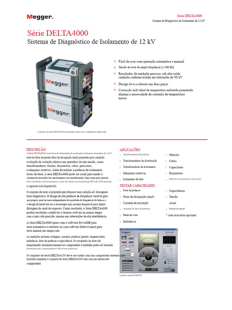 Folha de Dados Megger DELTA 4000 | PDF | Barulho | Fonte de energia