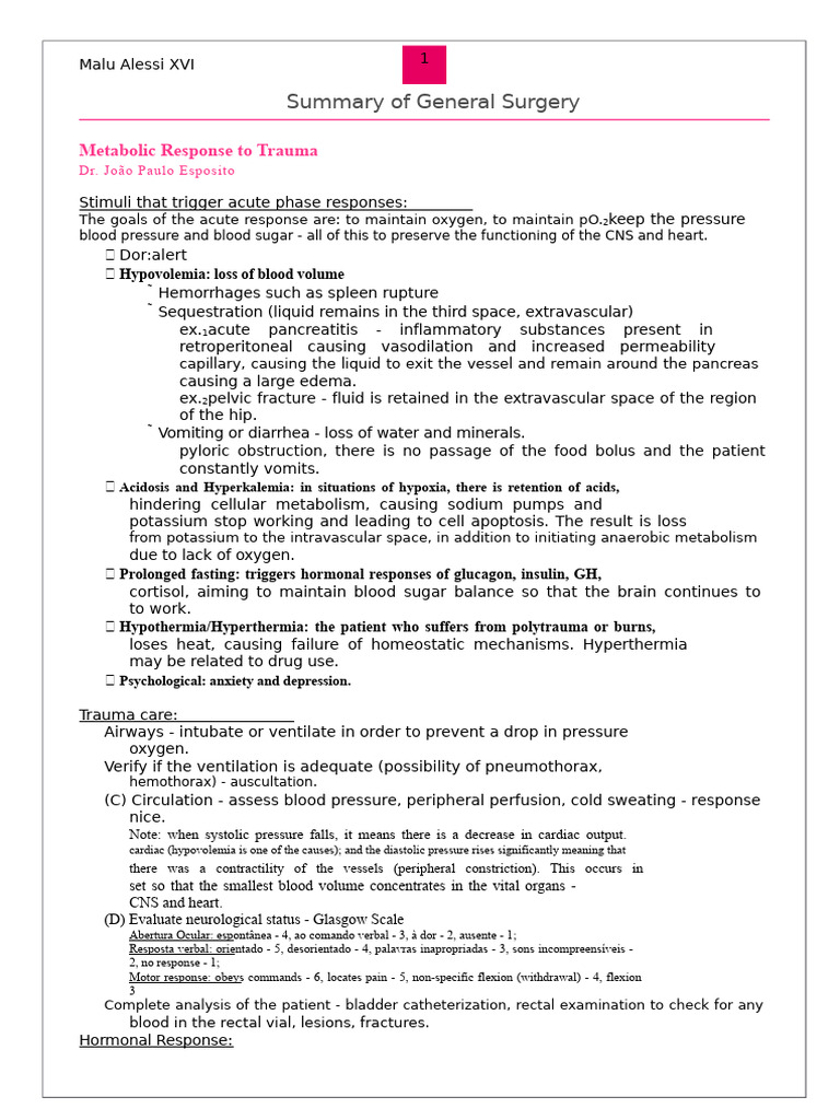 Summary of General Surgery | PDF | Neck | Common Carotid Artery