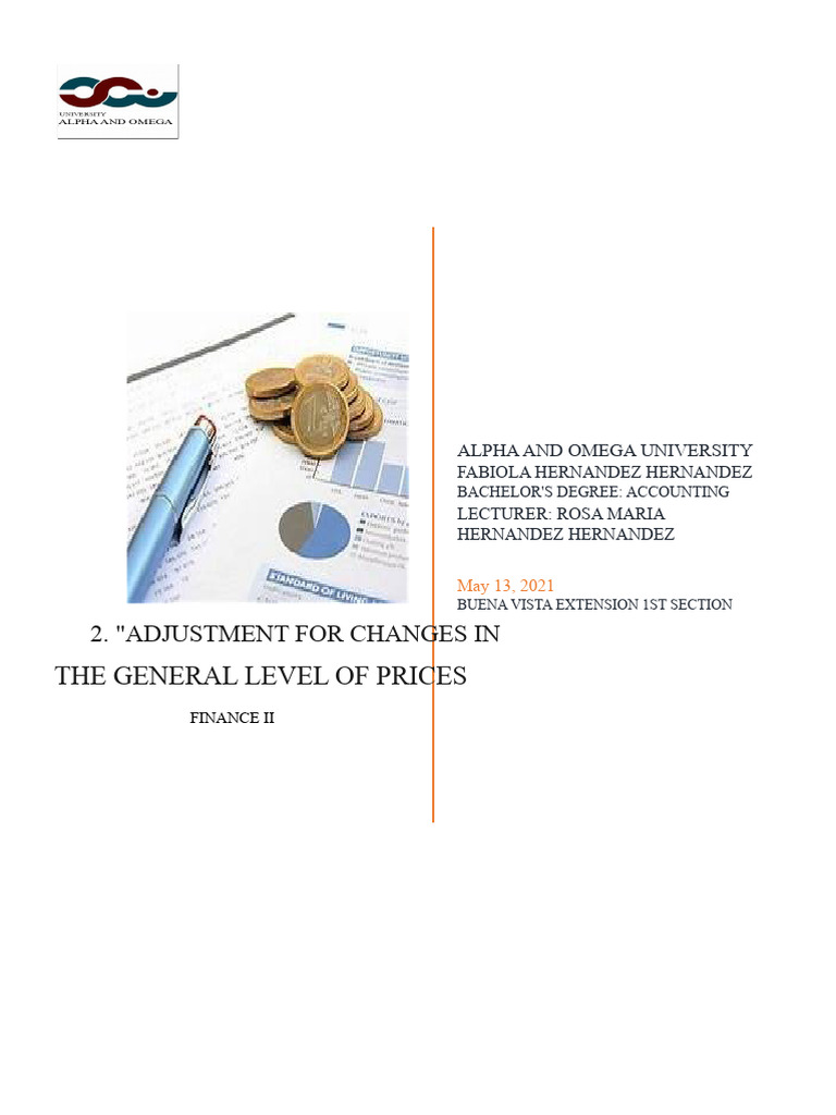 Adjustment For Changes in General Price Level. Task | PDF | Historical ...
