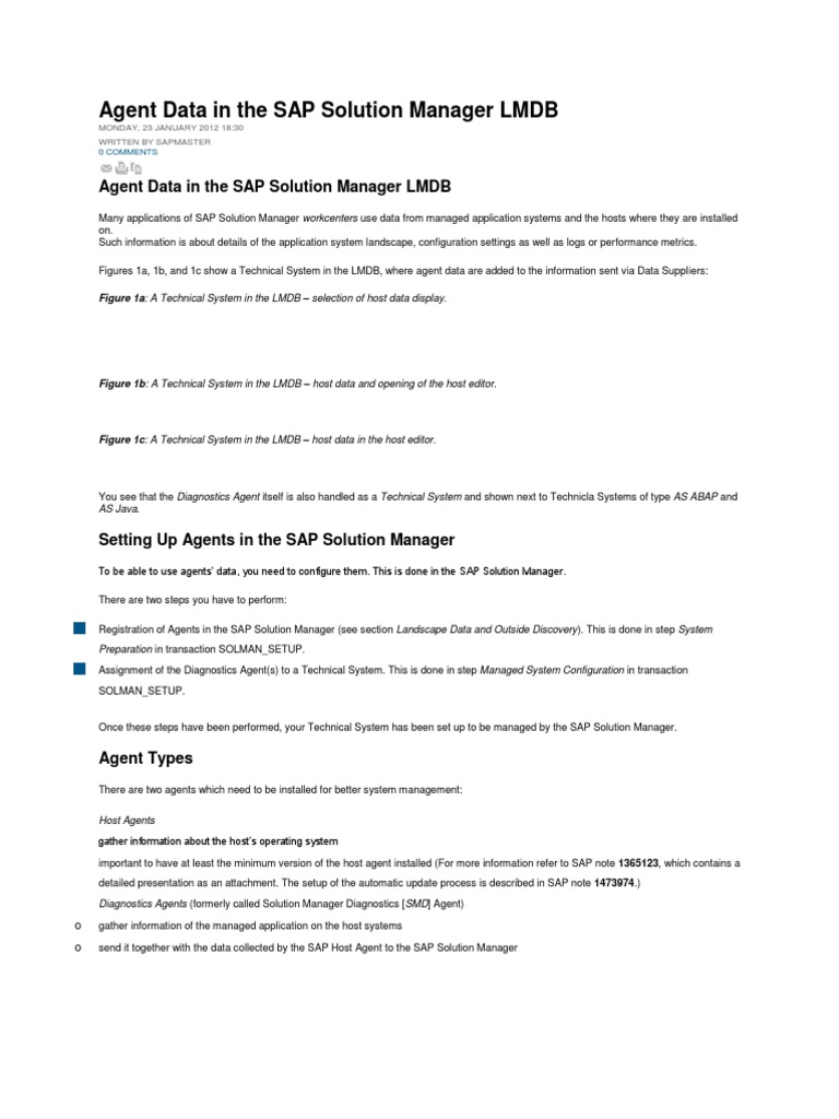 Agent Data in The SAP Solution Manager LMDB | PDF | Installation ...