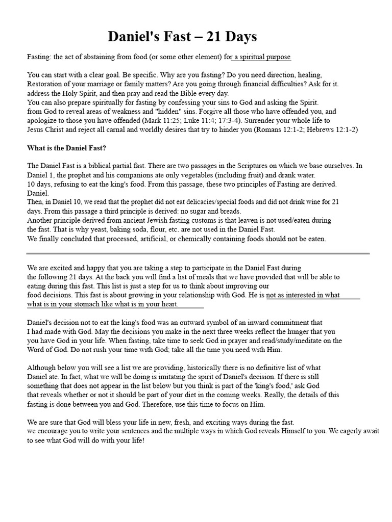 Understanding the Daniel Fast | PDF | God In Christianity | Foods