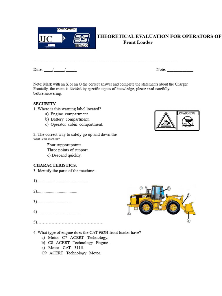 Front Loader Operator Evaluation Guide | PDF | Motor Vehicle ...
