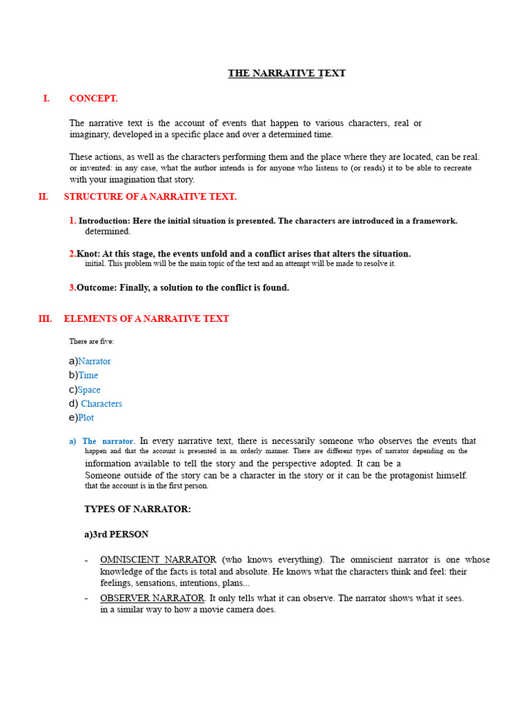 THE NARRATIVE TEXT | PDF | Narrative | Narration