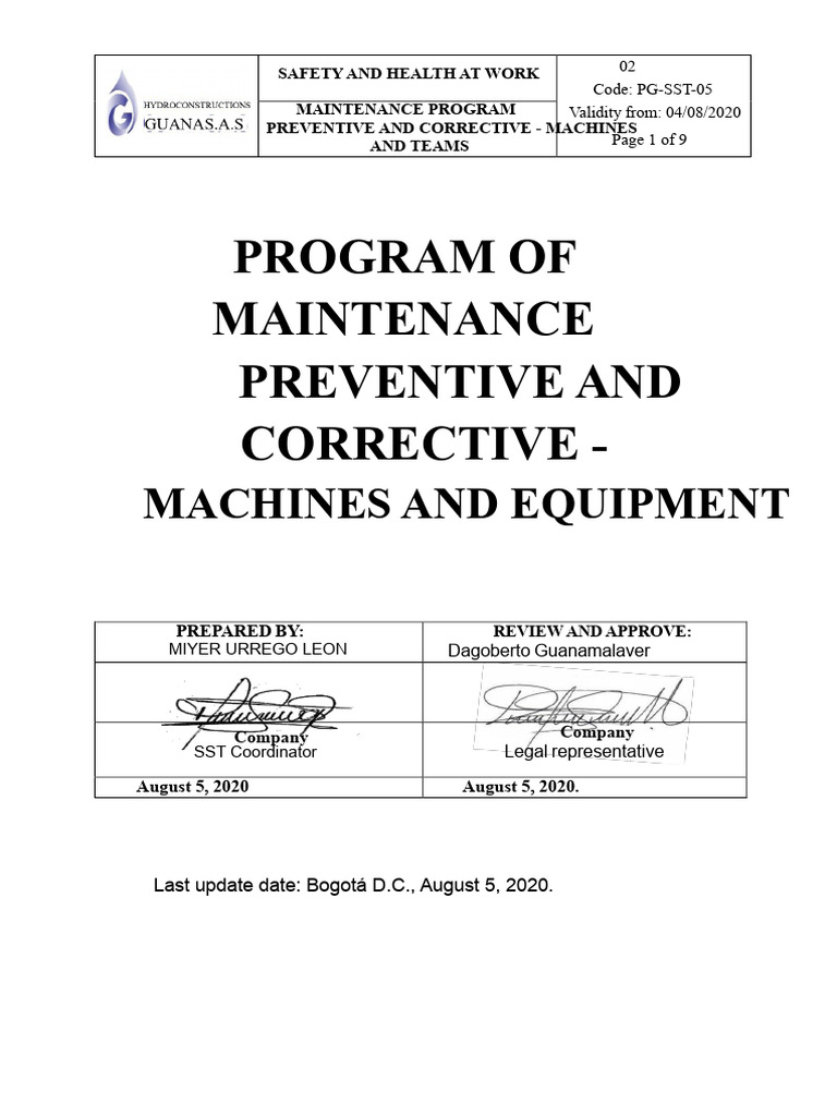 Threading Machine Maintenance Program | PDF | Occupational Safety And ...