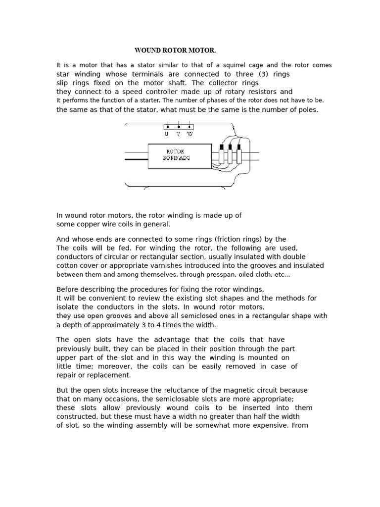 Wound Rotor Motor Overview and Design | PDF | Electric Motor ...