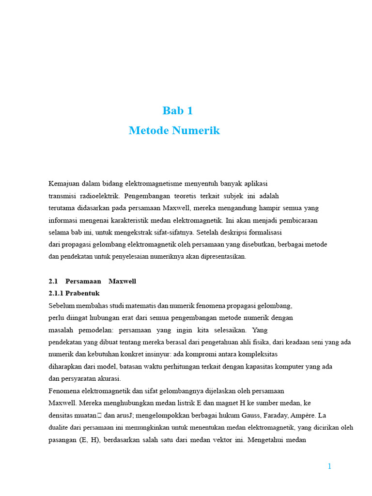 Metode Numerik dalam Elektromagnetisme | PDF