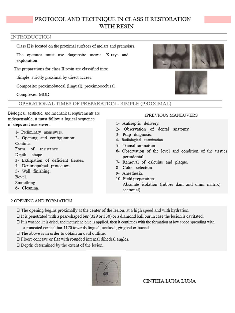 Protocol and Technique in Class II Restoration With Resin | PDF ...