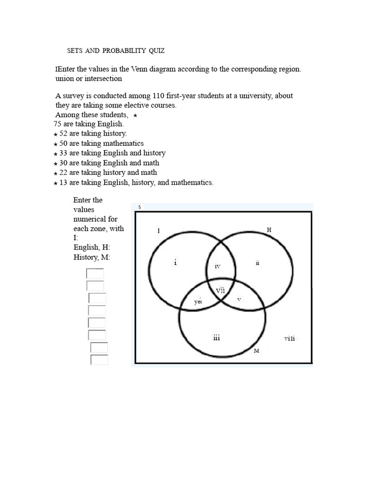 Quiz Sets and Probability | PDF