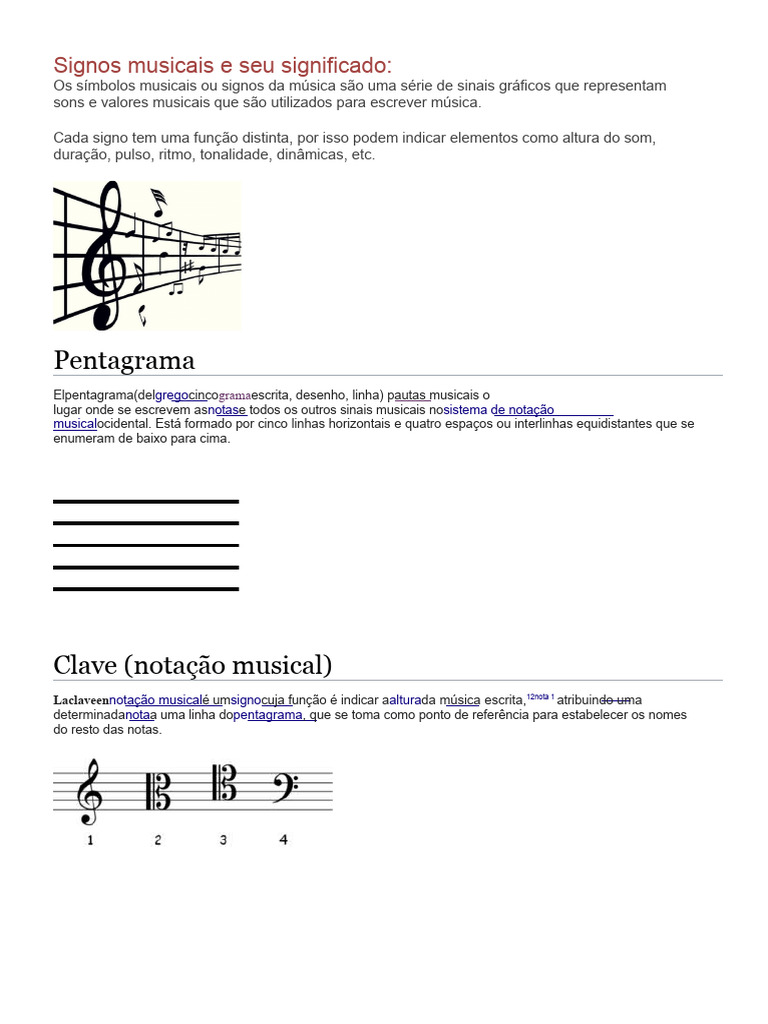 Signos Musicais e Seu Significado | PDF | Notação musical | Som