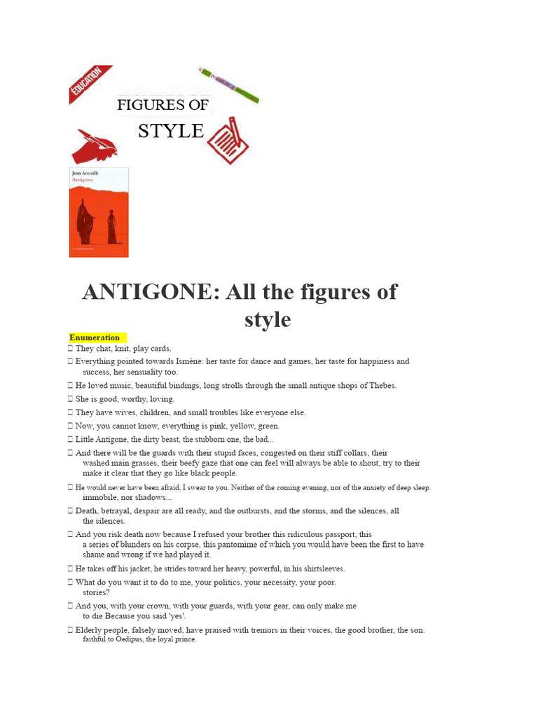 ANTIGONE - All The Figures of Style | PDF | Oedipus