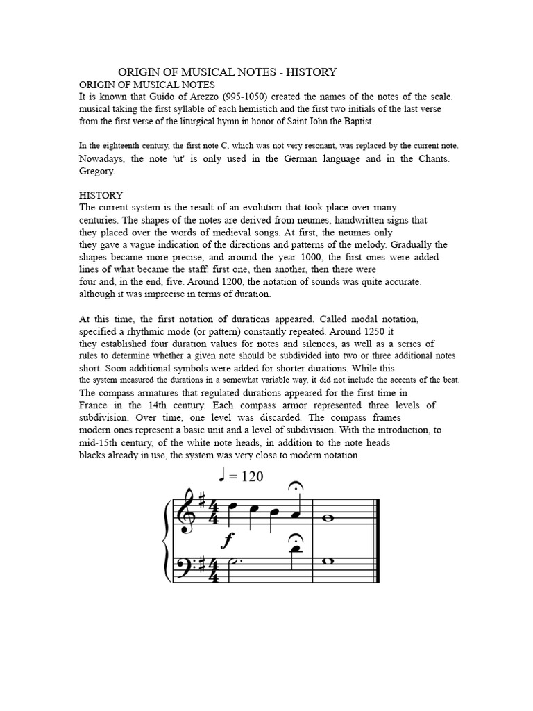 Origin of Musical Notes | PDF