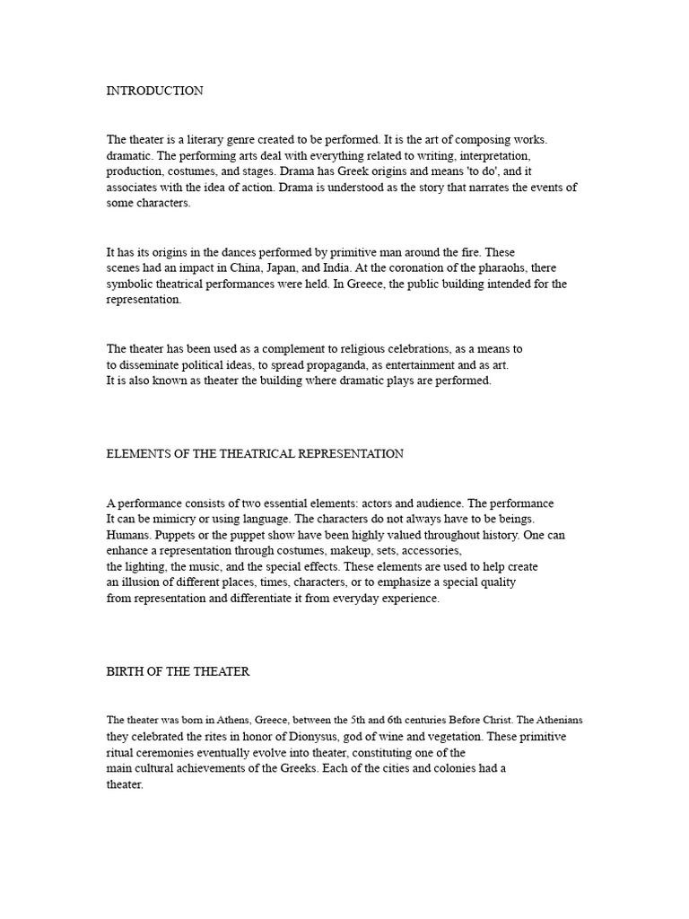History and Elements of Theater | PDF | Theatre | Tragedy
