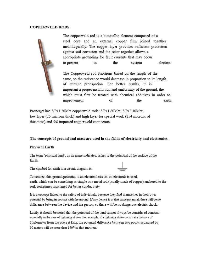 Copperweld Rods for Electrical Grounding | PDF | Voltage | Electric Current
