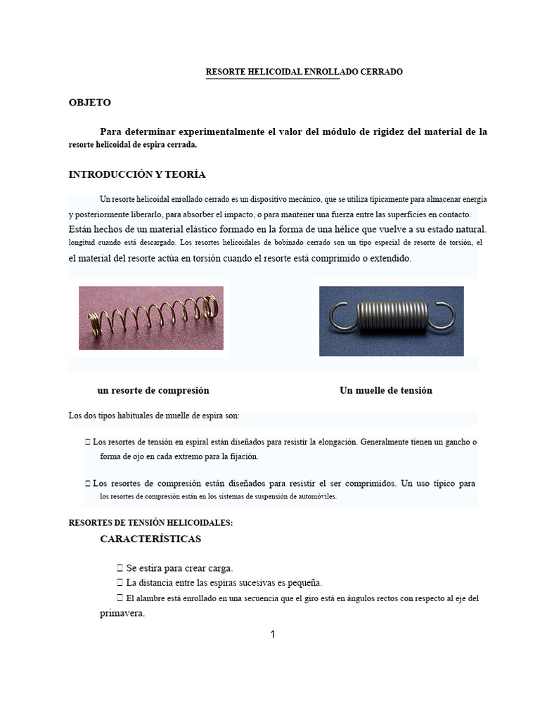 Resorte Helicoidal Cerrado | PDF | Rigidez | Ingeniería mecánica