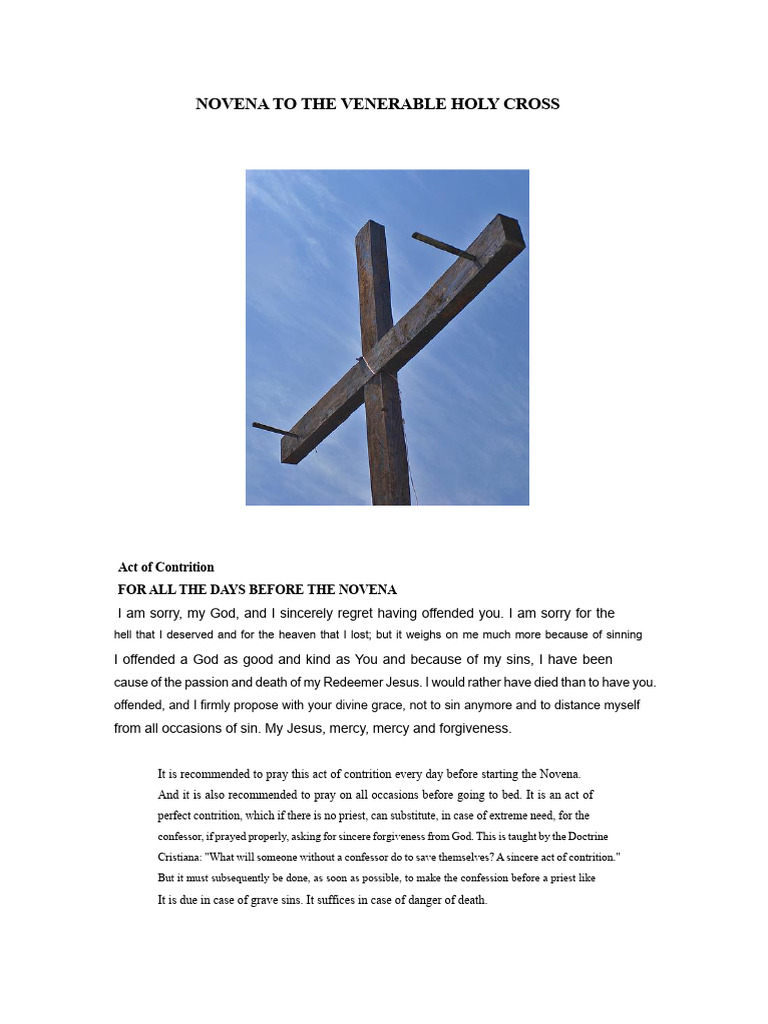 Novena To The Venerable Holy Cross | PDF | Confession (Religion) | Theology