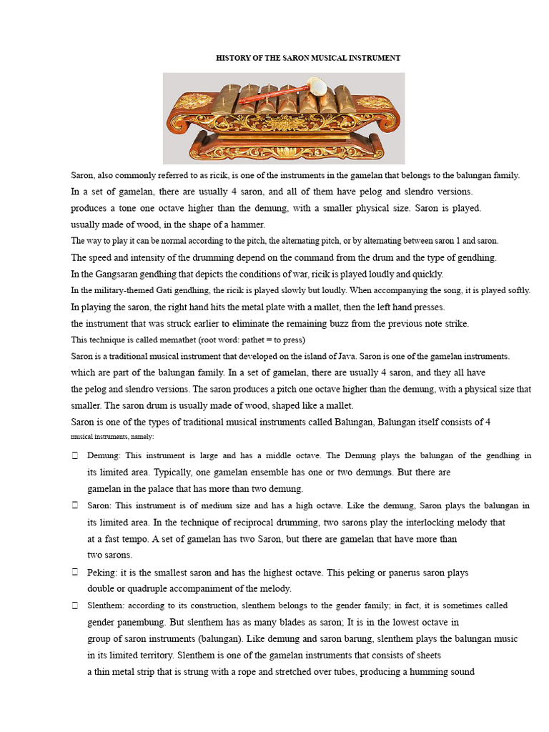 The History of The Saron Musical Instrument | PDF | Wolfgang Amadeus ...