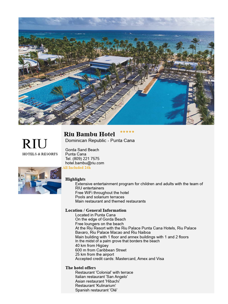 Hotel Riu Bambu | PDF | Buffet | Lunch