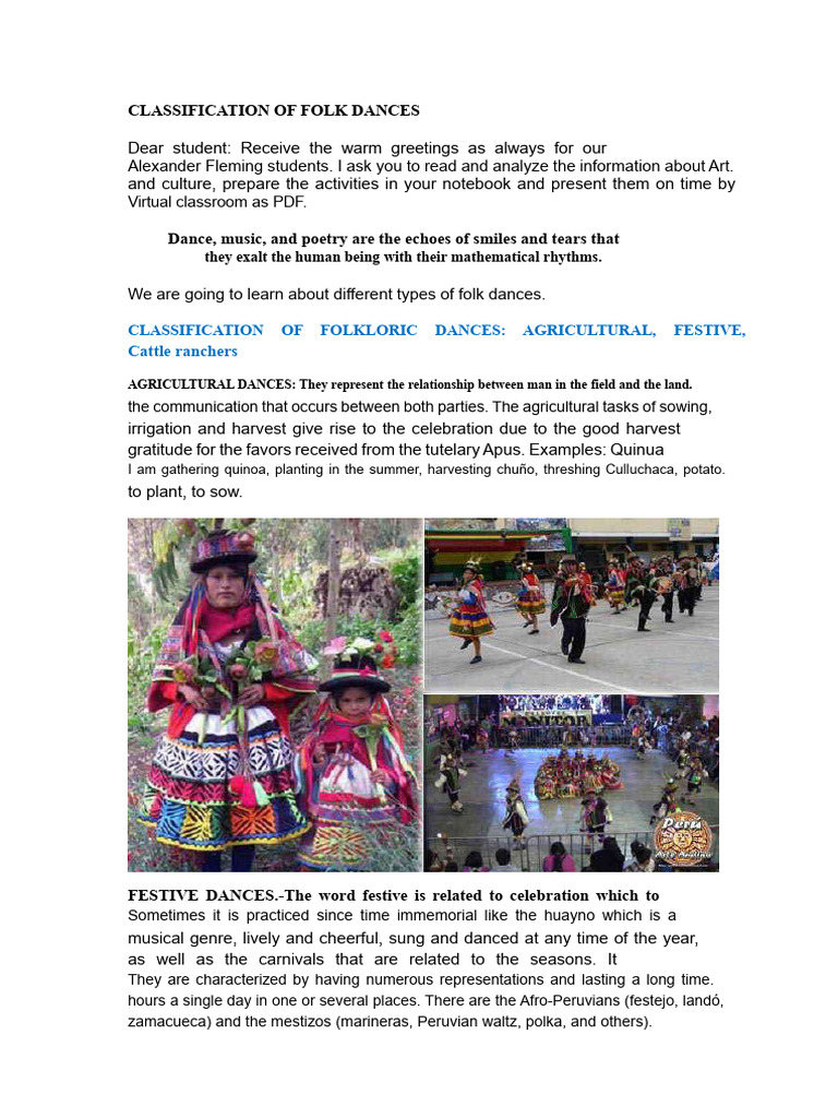 Classification of Folk Dances | PDF | Folk Music | Dances