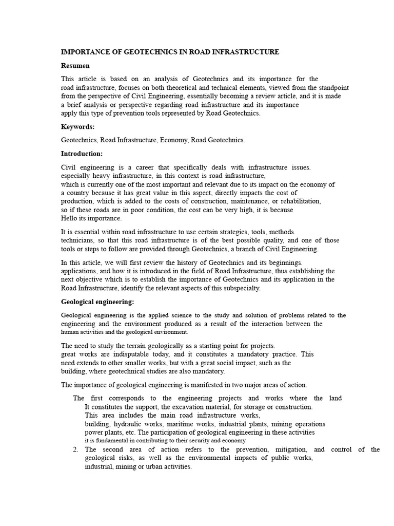 Importance of Geotechnics in Road Infrastructure | PDF | Road Surface ...