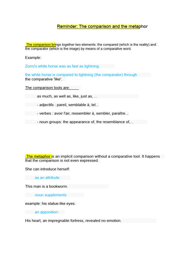 Comparison and Metaphor | PDF