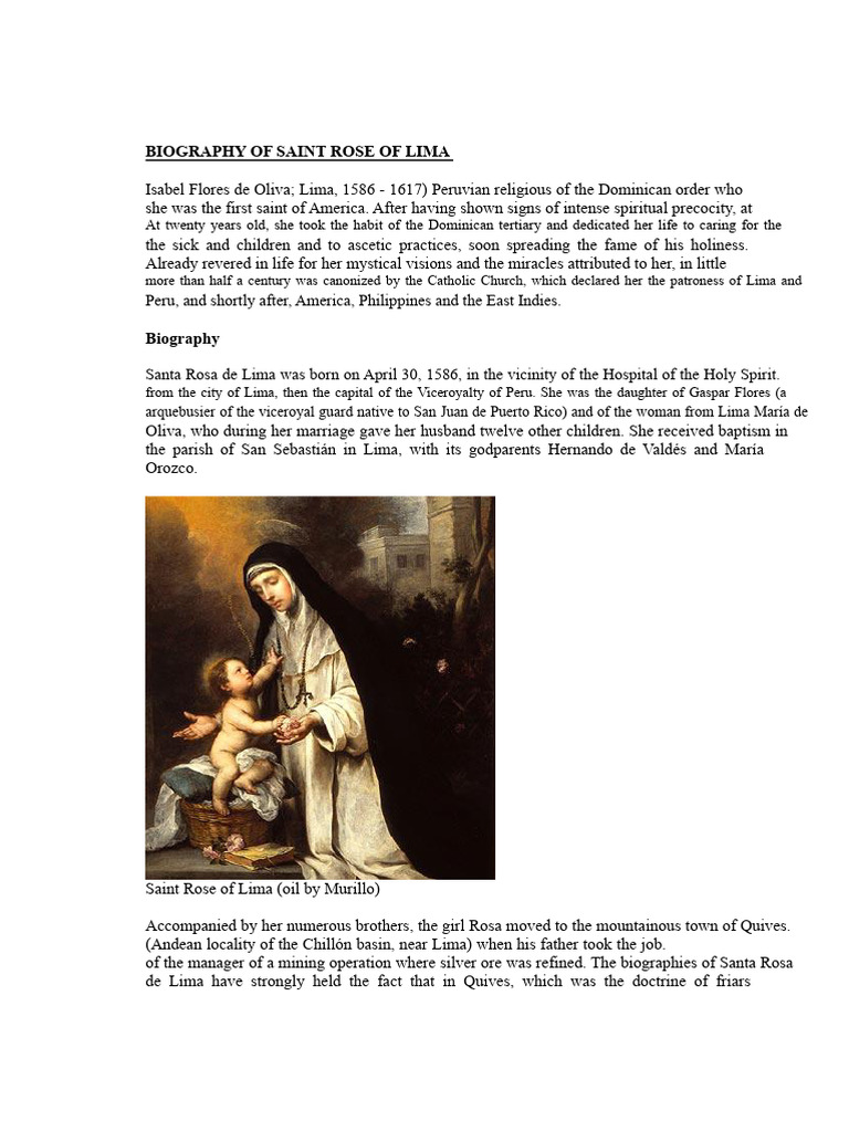 Biography of Saint Rose of Lima | PDF