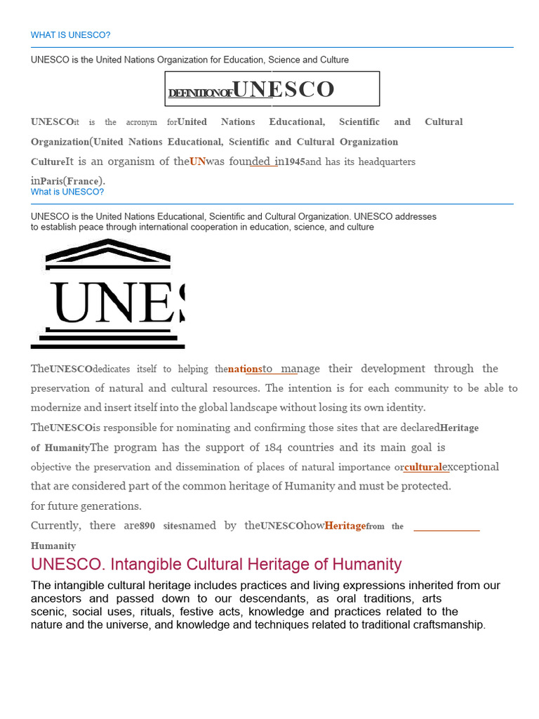 What Is Unesco | PDF | Cultural Heritage | Unesco