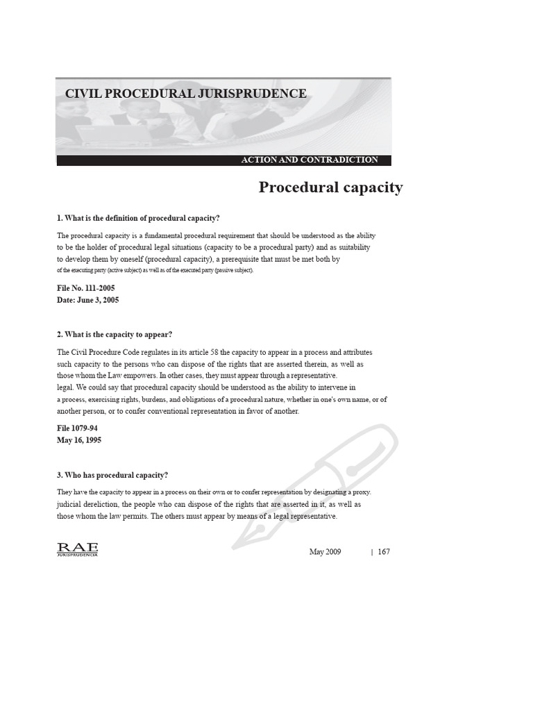 Understanding Procedural Capacity in Civil Law | PDF | Lawsuit | Common Law