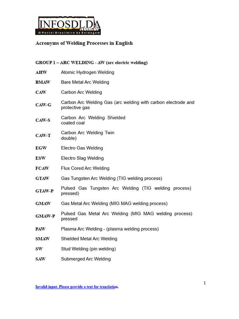 Welding Acronyms | PDF | Welding | Construction