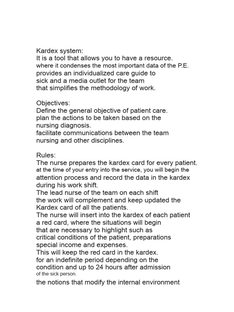Understanding the Kardex System in Nursing | PDF | Medical Diagnosis ...