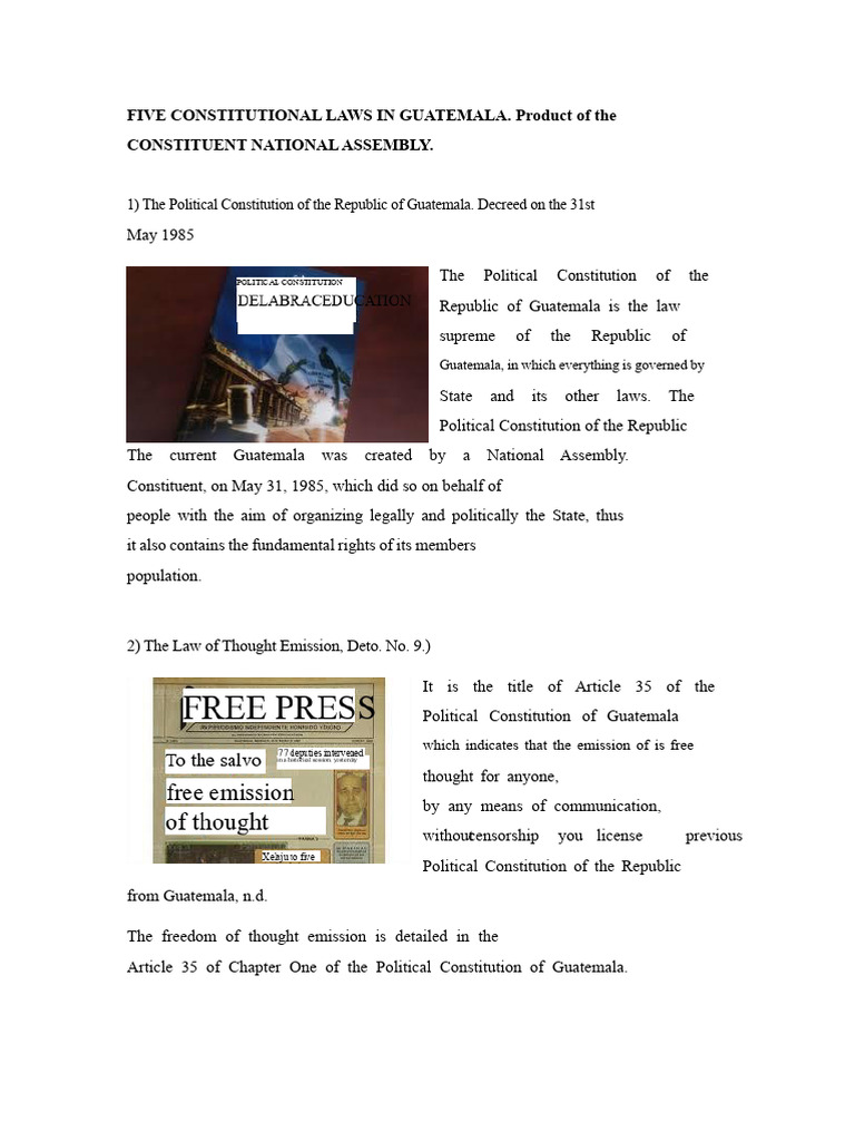 Five Constitutional Laws in Guatemala | PDF | Constitution | Guatemala