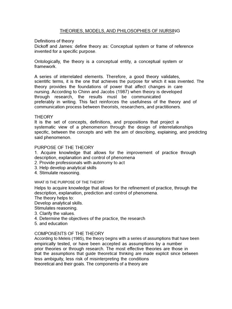 Nursing Theories and Models | PDF | Theory | Knowledge