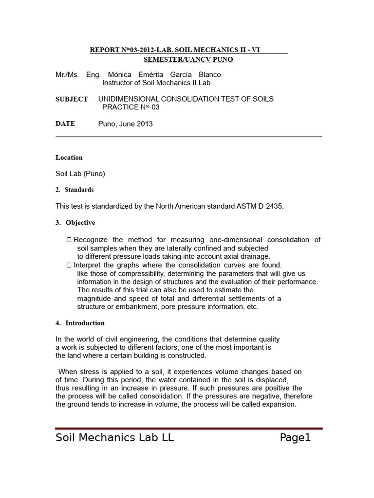 REPORT NO. 03 Consolidation | PDF | Soil Mechanics | Applied And ...