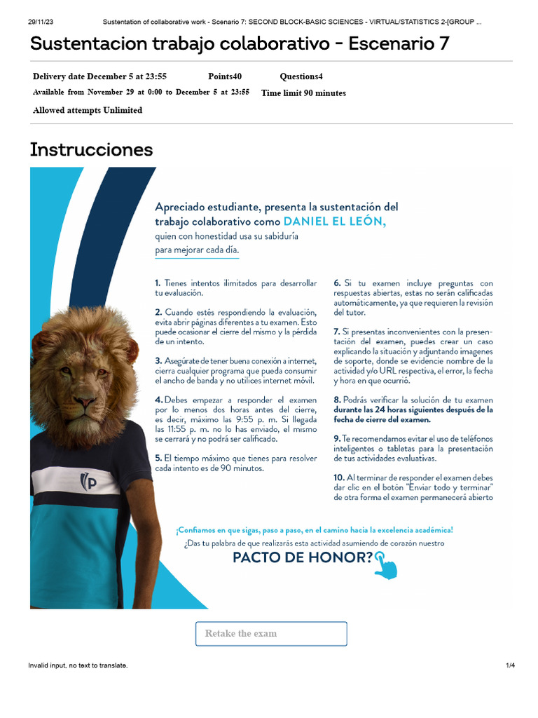 Presentation of Collaborative Work - Scenario 7 - SECOND BLOCK - BASIC SCIENCES - VIRTUAL ...