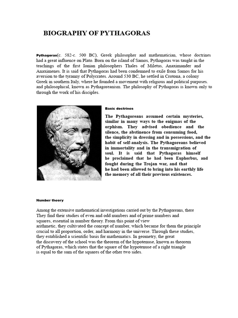 Pythagoras: Life, Philosophy, and Mathematics | PDF | Pythagoras
