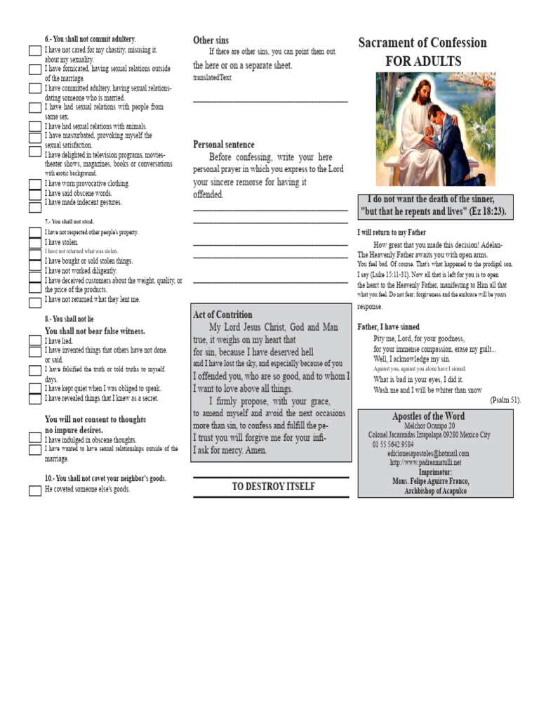 Examination of Conscience Guide | PDF | Confession (Religion) | Penance