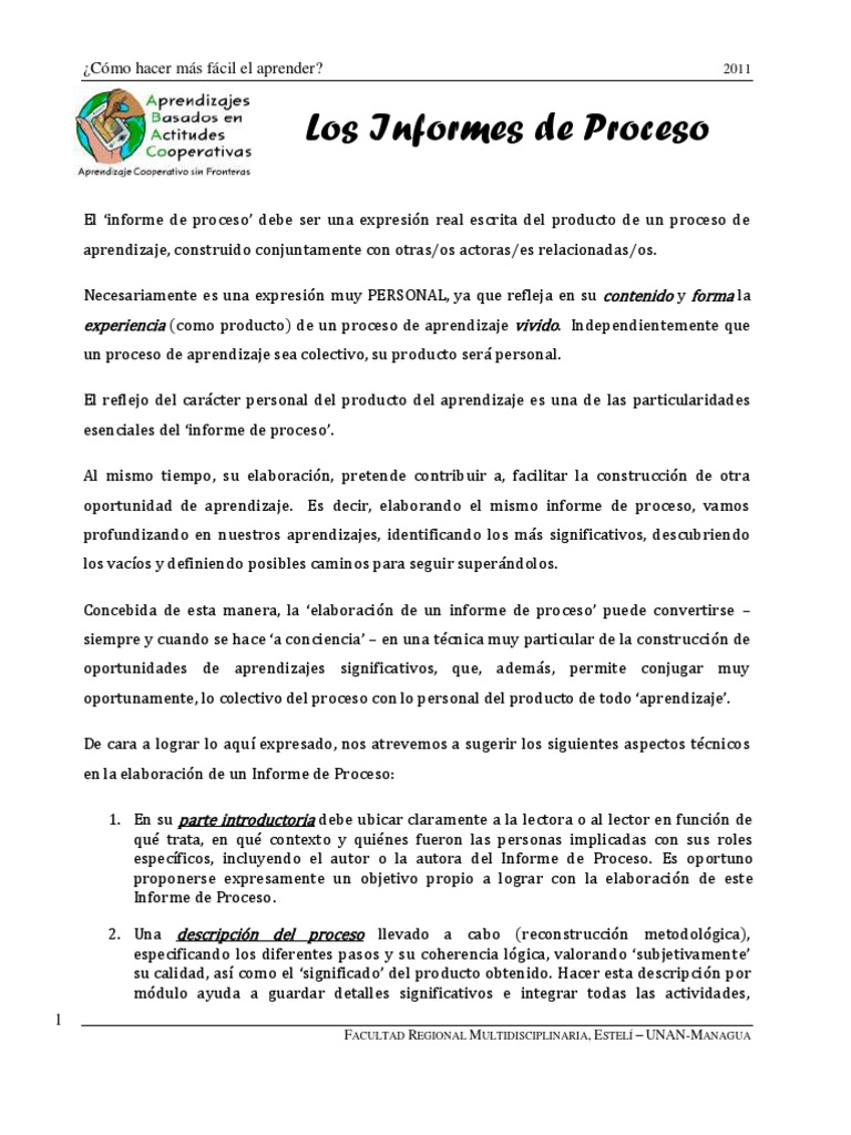 Los Informes de Proceso | PDF | Calidad (comercial) | Aprendizaje